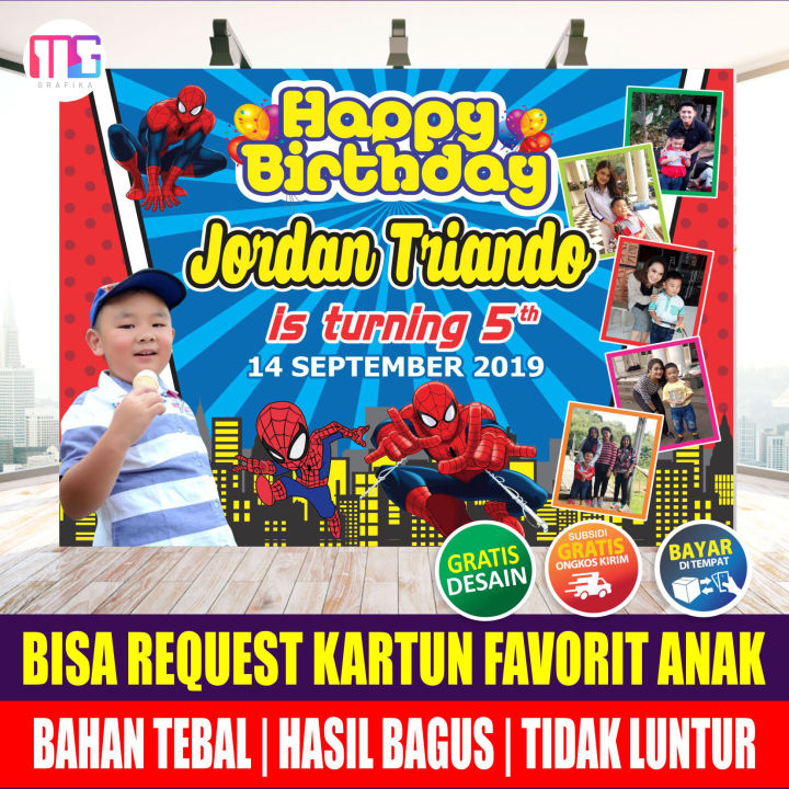 Cetak Banner Spanduk Ulang Tahun Ultah Anak TEMA Spidermen COWOK ...