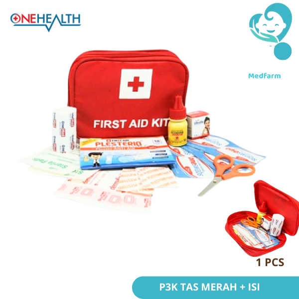 Medfarm Kotak P3K Mini Tas Merah Lengkap Dengan Isi Untuk Mobil 1 set ...