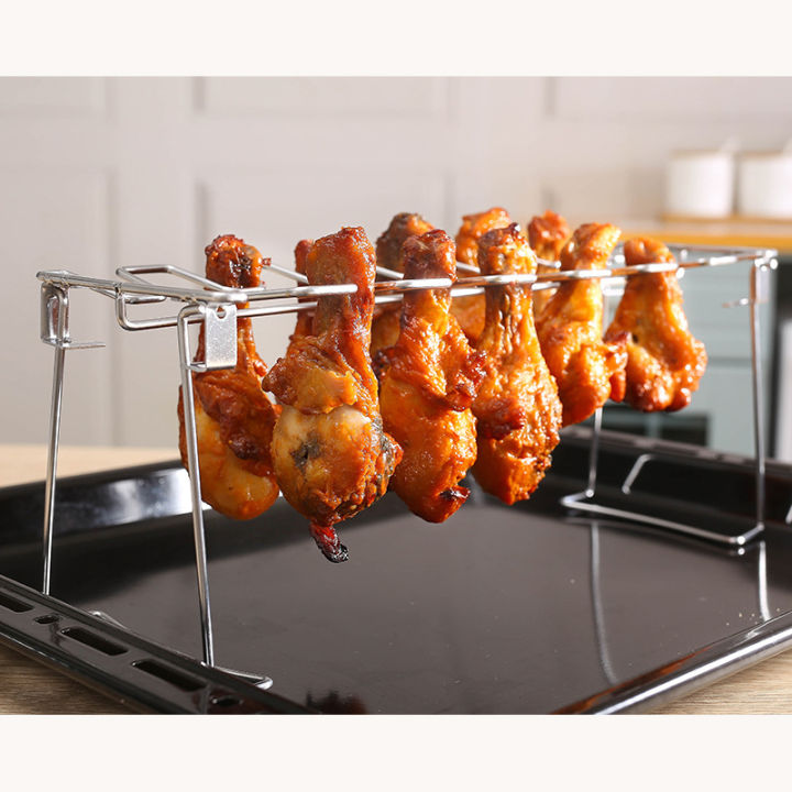 BBQ Beef Chicken Leg Wing Grill Rack 14 Slots Stainless Steel Barbecue ...