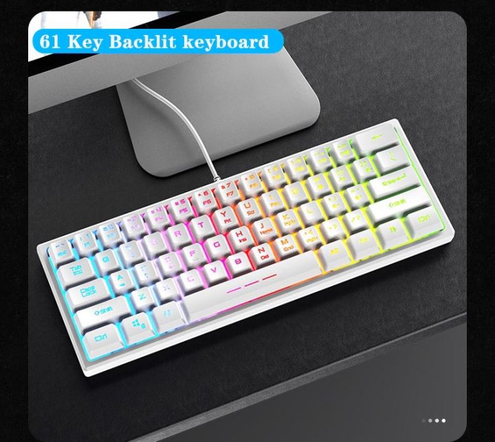 FIREWOLF Wired machanical feeling floating keyboard 61-key with gaming ...