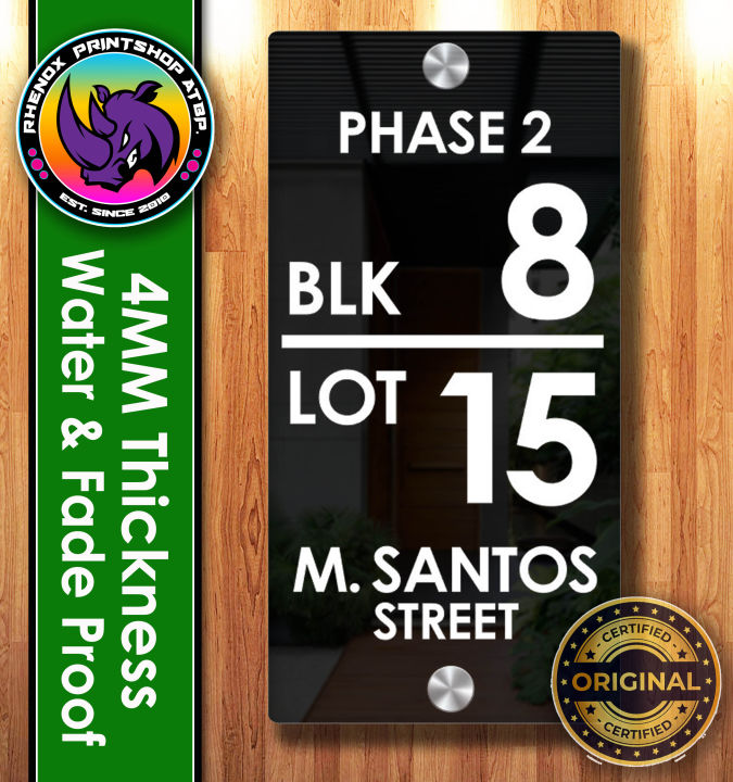 House Plate Address 4mm Thickness With Stand Off Bolt (Customized/Pre ...