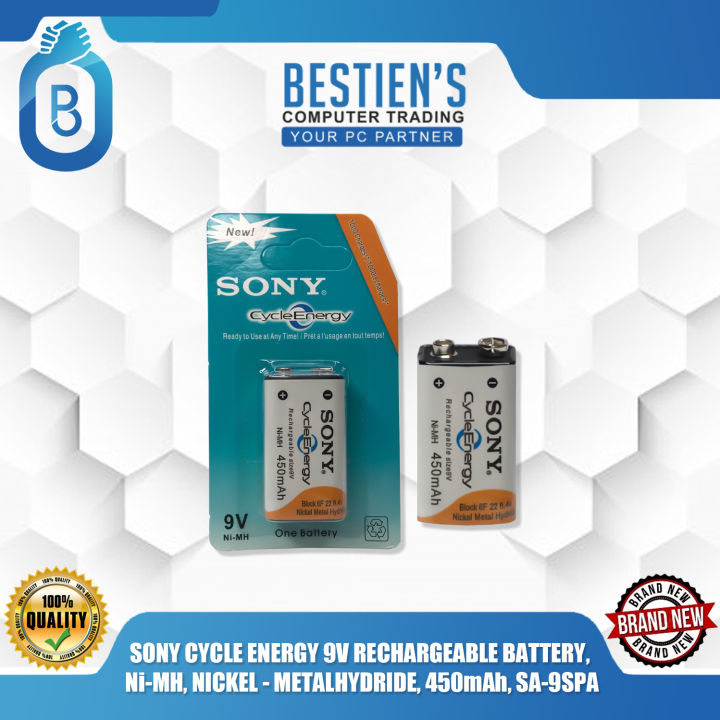 SONY CYCLE ENERGY 9V RECHARGEABLE BATTERY, Ni-MH, NICKEL - METALHYDRIDE ...