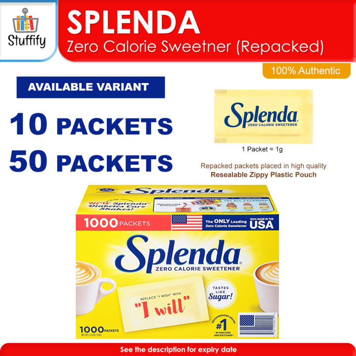 SPLENDA Zero Calorie Sweetener Repacked in 10 and 50 Packets | Keto ...