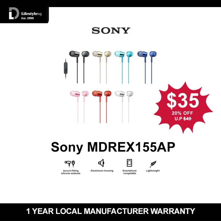 Sony MDR-EX155AP In-Ear Headphone | Lazada Singapore