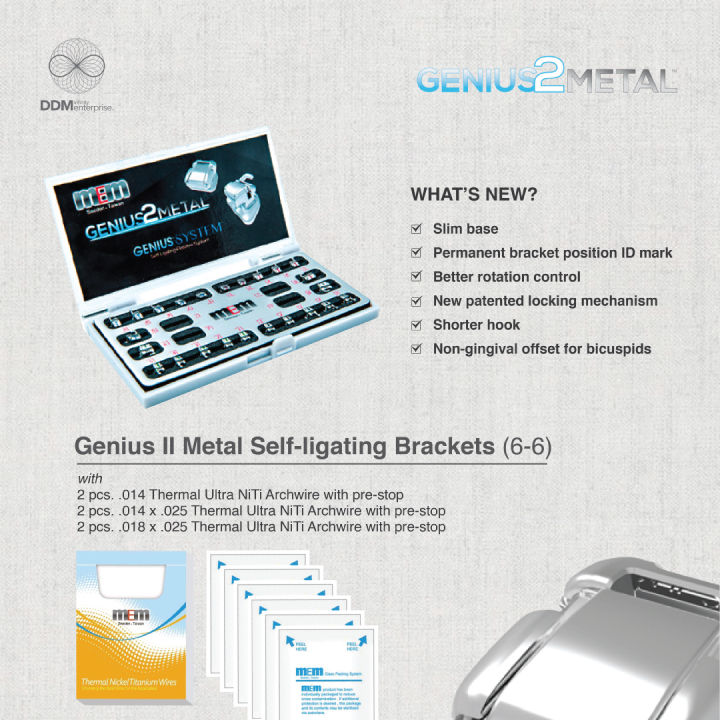 MEM- Genius II Metal Self-Ligating Bracket (Loose Bracket Per Piece ...