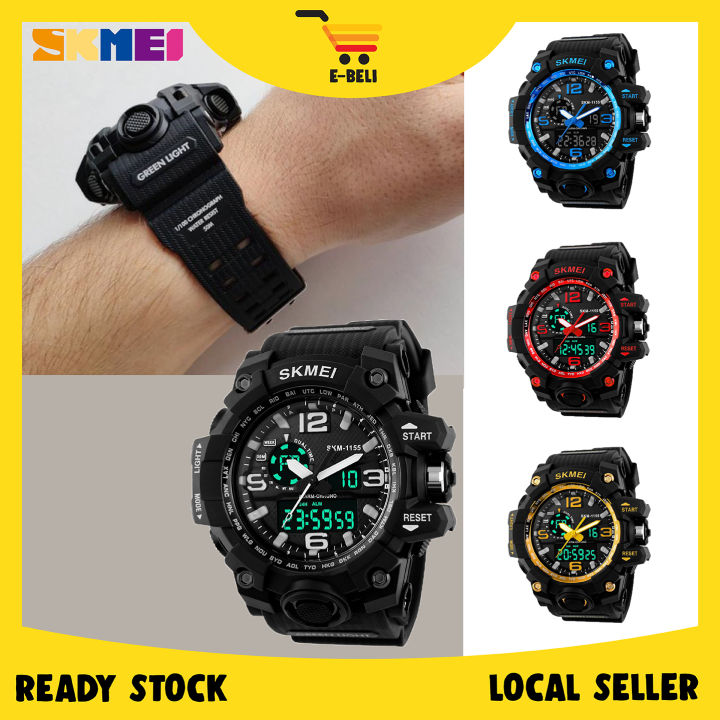 [Ready Stock] E-BELI SKMEI 1155 Mens Hybrid Dual Time Digital Sports ...