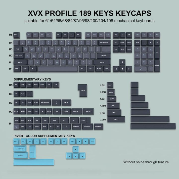 187 Keys BOW White Black Backlit PBT Keycaps Double-Shot XVX Key Cap ...