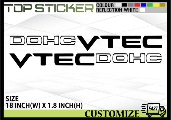2 Pcs Leftandright Vtec Dohc Type 2 Sticker Honda City Civic Accord Jazz