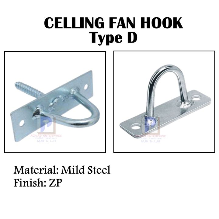 METAL CEILING FAN HOOK "D" TYPE ( NORMAL / SCREW TYPE) / CANGKUK KIPAS ...