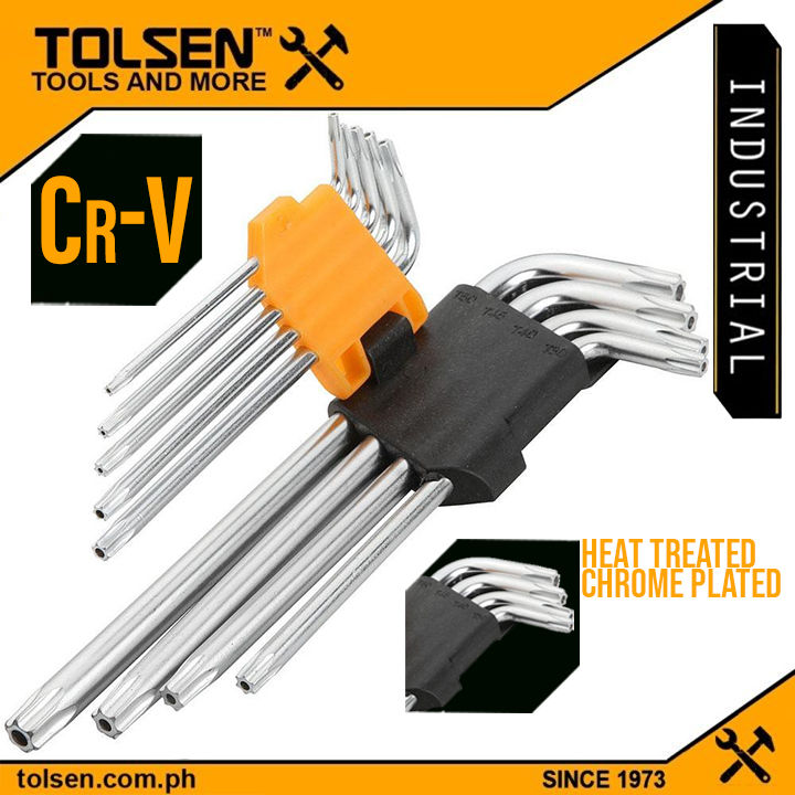Tolsen 9PCS Torx Long Arm Allen Hex Key Set (T10/T15/T20/T25/T27/T30 ...