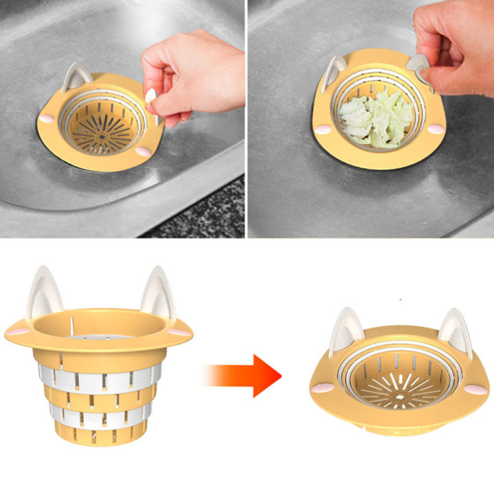 Cartoon Foldable Kitchen Sink Filter Floor Drain Bathroom Sink Mesh ...