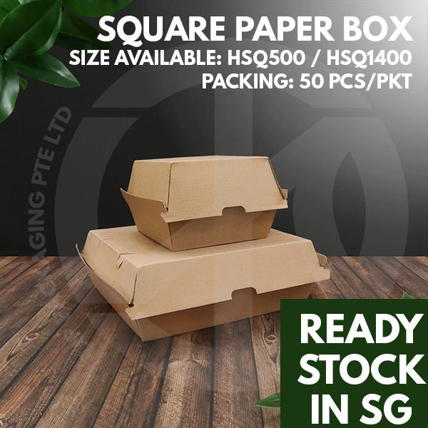 Square Cardboard Food Box (50 pcs) / Burger Box / Platter Box / Eco ...