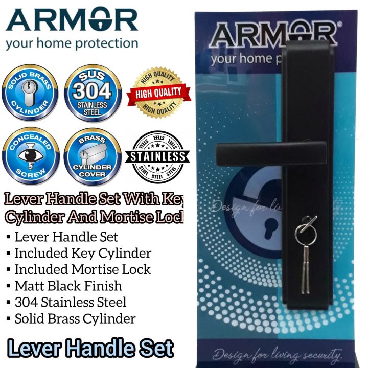 Armor Heavy Duty Elegance Stainless Steel Matt Black Concealed Lever ...
