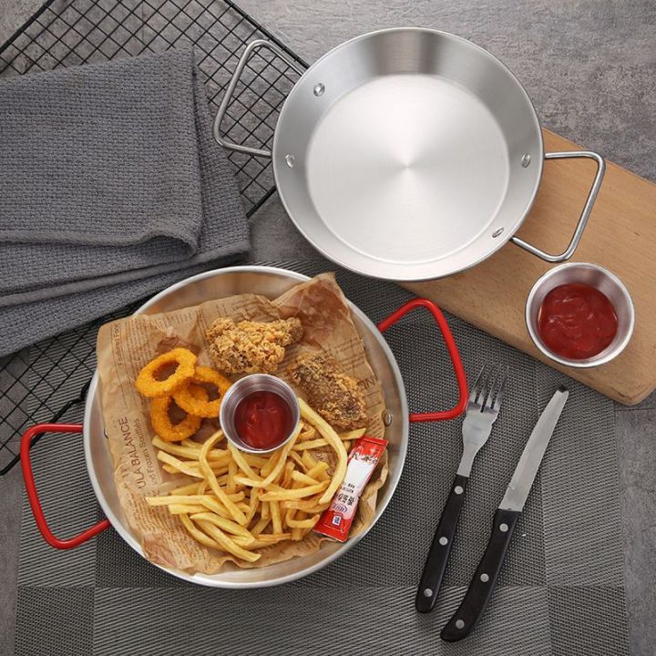 Spanish Paella Pan with Handle Stainless Steel Durable Seafood Snack ...