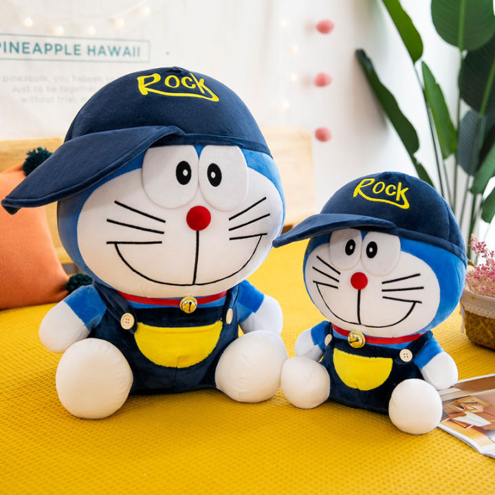 Uniqlo Cute Doraemon Doll Plush Toy with Cap Blue Fat Doll Robot Cat ...