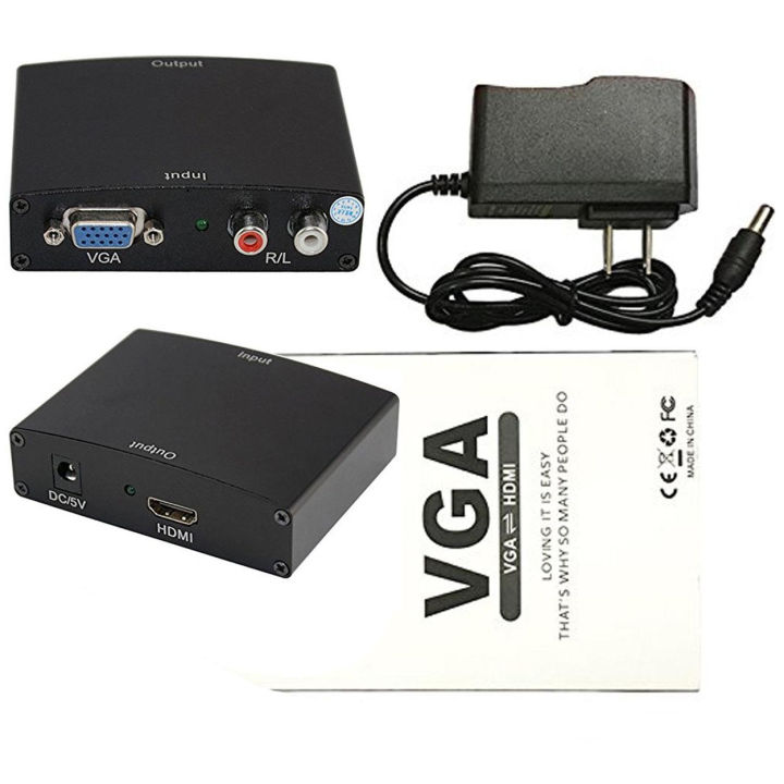 VGA to HDMI Input and Output Converter Metal Box HDTV with 5V Power ...