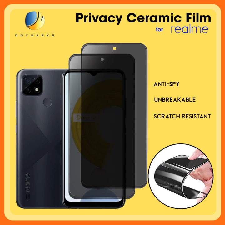 Realme 7i 7 6i 6 5i 5 Pro C17 Narzo 20 Pro Privacy Ceramics Screen Protector Anti-spy Anti ...