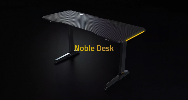 Noble Desk Baron Series Multi-functional Gaming Desk RGB Wireless Charging USB Hub Home Office ...