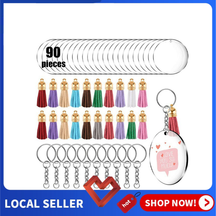 Free Shipping 90Pcs Clear Acrylic Circle Discs Keychain Blanks Tassel Free Shipping 90Pcs Clear Acrylic Circle Discs Keychain Blanks Tassel