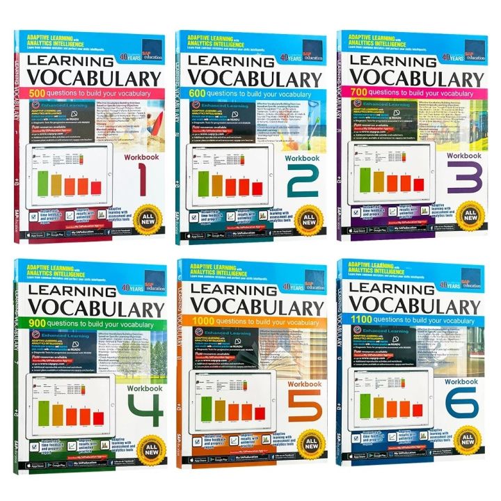 6 Books/set SAP Learning Vocabulary Workbook Educational Study Aids ...