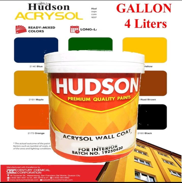 Hudson Acrysol Wallcoat Acrylic Latex Paint Interior or Exterior Concrete Wall Gallon Size 4 ...