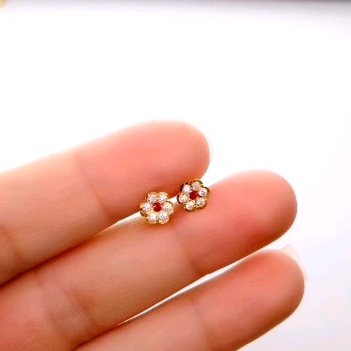 Subang Bunga Budak Skru Design India Emas 916 Yon Hing | Lazada