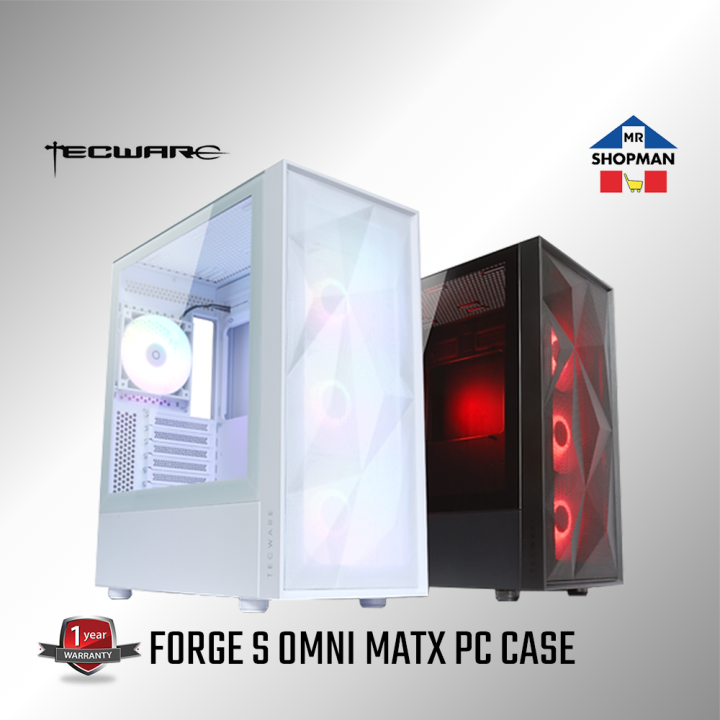 Tecware Forge S Omni Mid Tower ATX / MATX Desktop PC Case Black / White ...