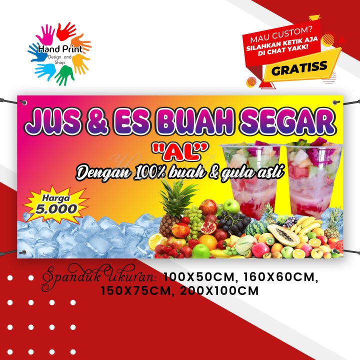 Cetak Spanduk Banner Jualan Jus Dan Es Buah Segar Pink Kuning B MMT ...