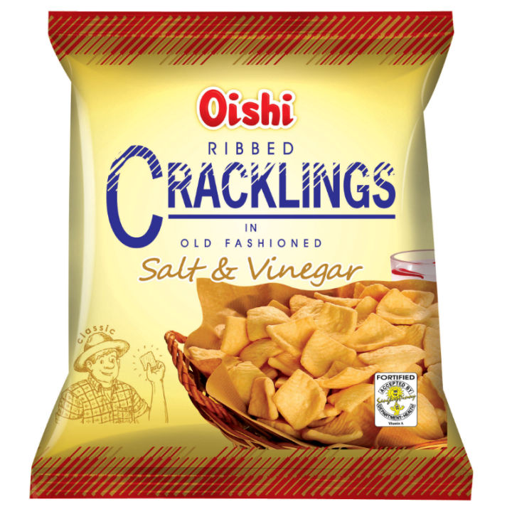 Oishi Ribbed Cracklings Salt and Vinegar Flavor Snacks 24g | Lazada PH