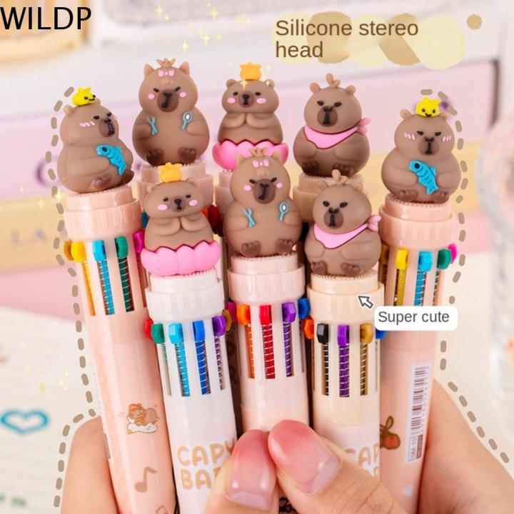 WILDP Cartoon Capybara Multicolor Pen Creative Plastic Ten-Color Pen ...