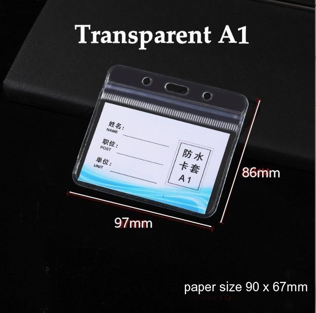 4 size available for Transparent ID Name Tag Card Holders Plastic PVC ...