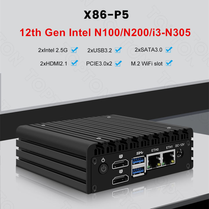 Topton 6W Ultra X86 Mini PC Pentium N3700 N3160 Quad Core อุตสาหกรรม ...