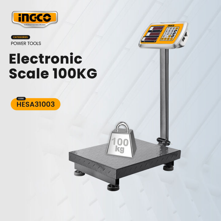 Ingco 100kg Electronic Weighing Scale 300x400mm LED Screen HESA31003 ...