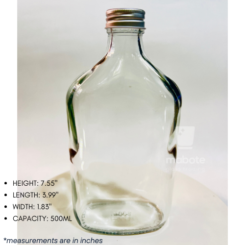 500ML Regular Flat Glass Bottle (Lapad Tanduay) Size on photo with ...