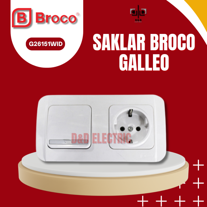 SAKLAR/SAKELAR BROCO GALLEO DOUBLE ENGKEL PLUS STOP KONTAK/COLOKAN TYPE ...