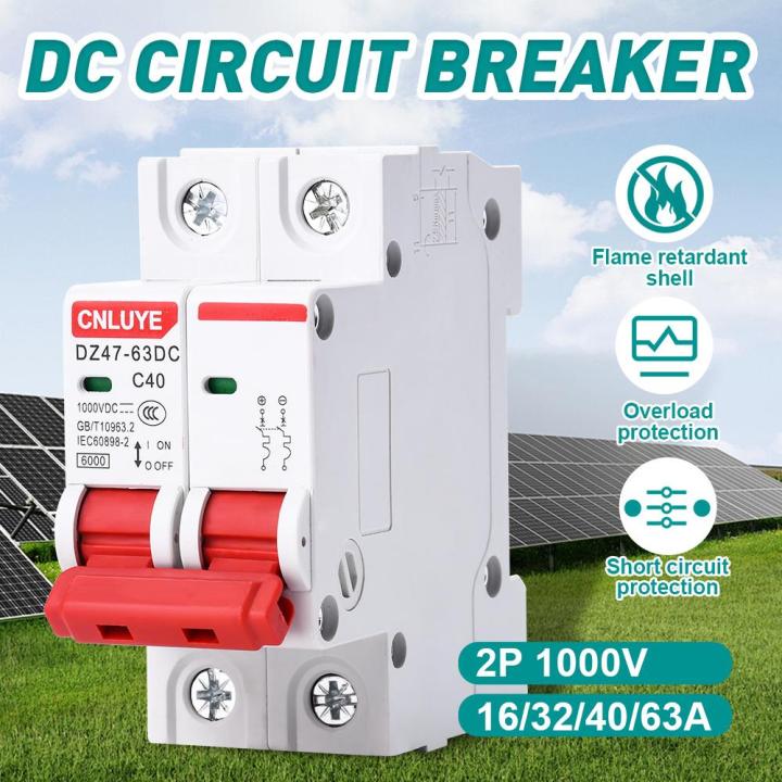 2P DC 1000V Solar Mini Circuit Breaker Battery Switch 16A/ 32A /40A/ 63A DC MCB for Photovoltaic ...