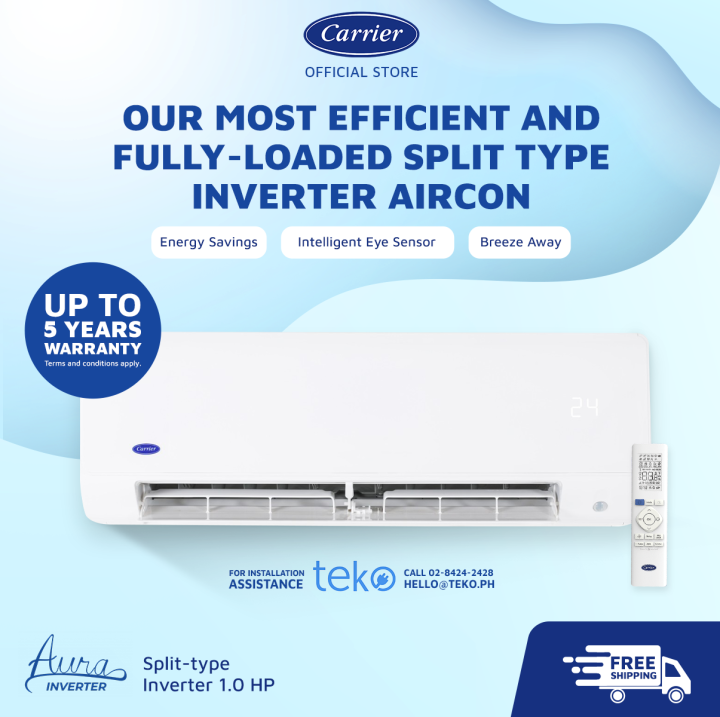 Carrier Aura Inverter Split-Type Air Conditioner, 1.0HP, 53CEP009308 ...