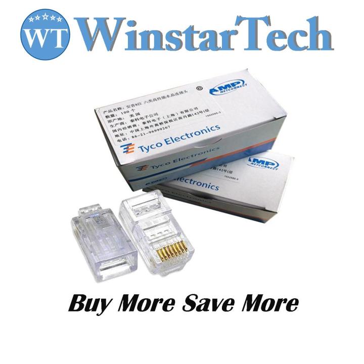 High Quality AMP RJ45 CAT6 CAT 6 Modular Plug Connector x 100pcs (1 Box ...