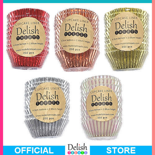 Delish Treats Foil Cupcake Liners Pack of 250pcs (2oz, 3oz) DTPH1121 ...