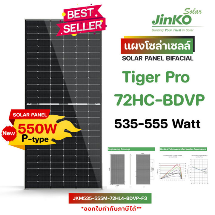 แผงโซล่าเซลล์ Solar Panel Bifacial Jinko Tiger Pro 550W P type | Lazada ...