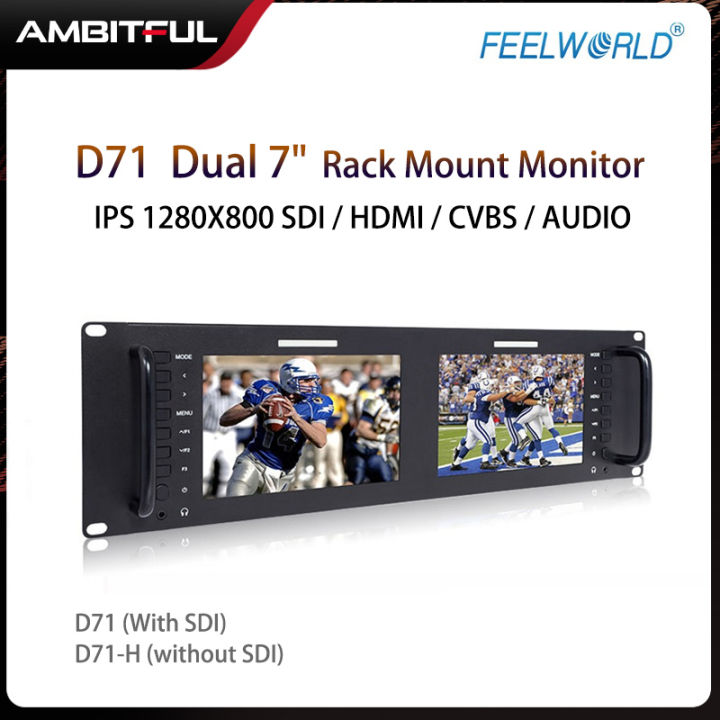 Feelworld D71 PLUS Dual 7" 3RU IPS 1280x800 Broadcast LCD Rack Mount ...
