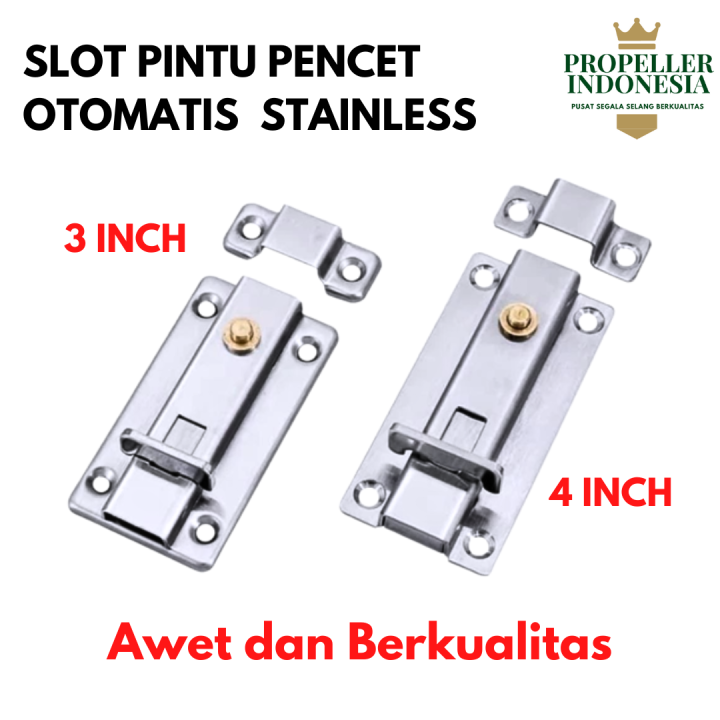 Slot Pintu Pencet Otomatis Stainless Grendel Kunci Pintu | Lazada Indonesia