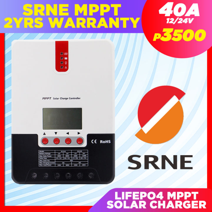 SRNE 40A MPPT PWM Charge Controller MPPT Charger (12V/24V) | Lazada PH