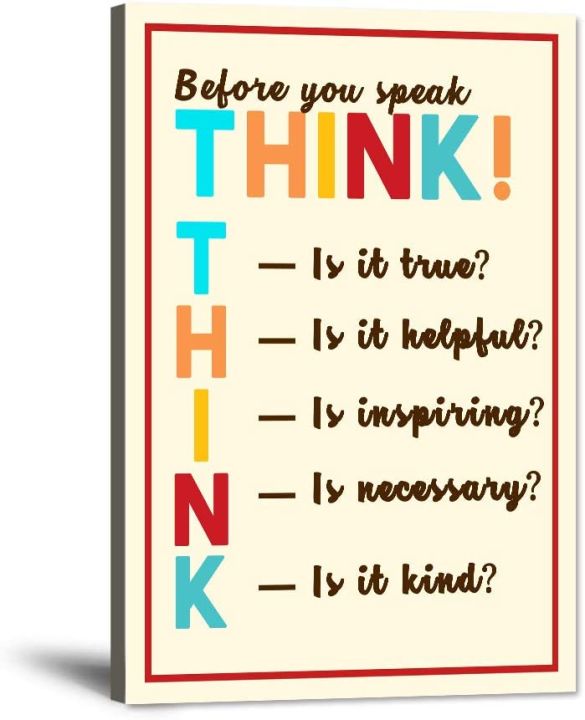 Motivational Posters Inspirational Canvas Wall Art Before You Speak ...