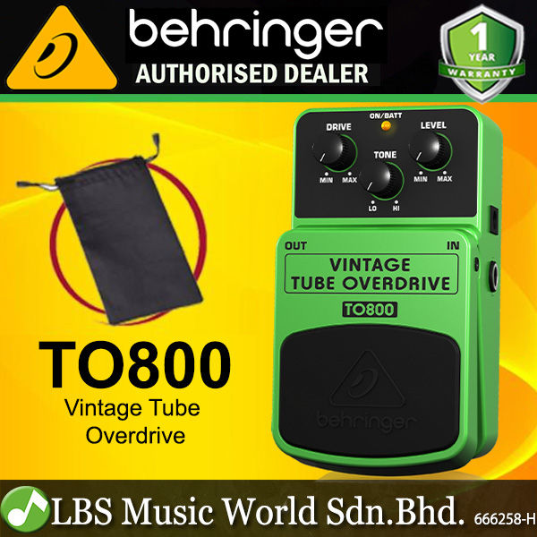 Behringer TO800 Vintage Tube Overdrive Guitar Effects Pedal with 4558 ...