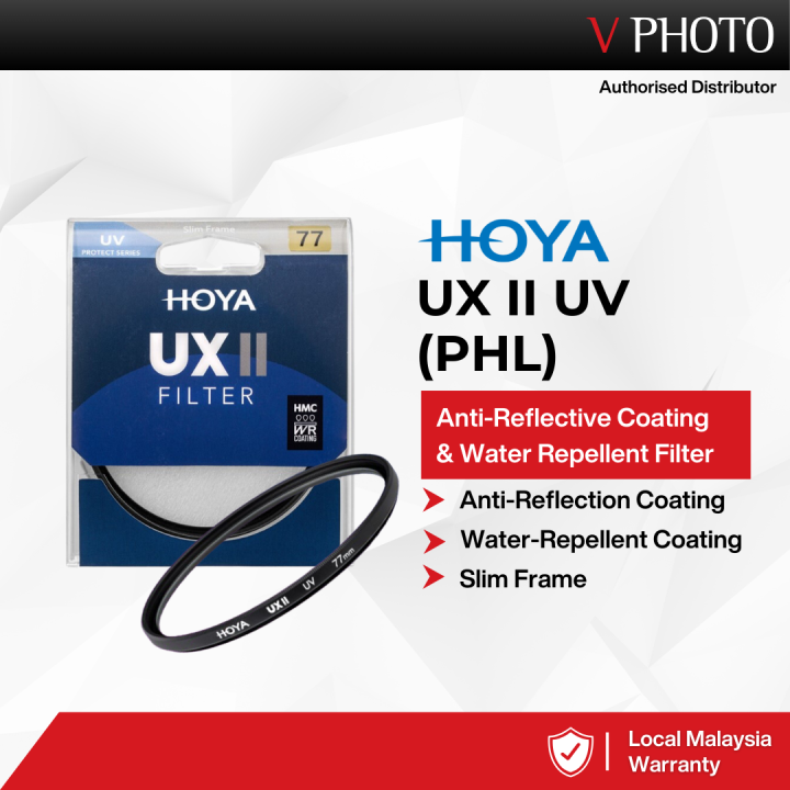 HOYA UX II UV (PHL) CAMERA LENS FILTER with WATER OIL REPELLENT & ANTI ...