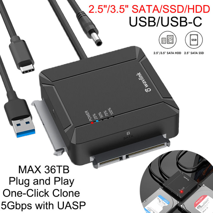 【2*18TB】WAVLINK USB C/USB 3.0 to Dual Bay SATA Adapter, External 2.5" 3 ...