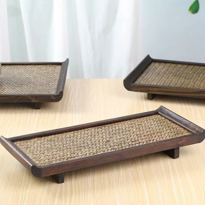 Zen wooden towel tray serving dishes restroom storage tea tray kung fu ...
