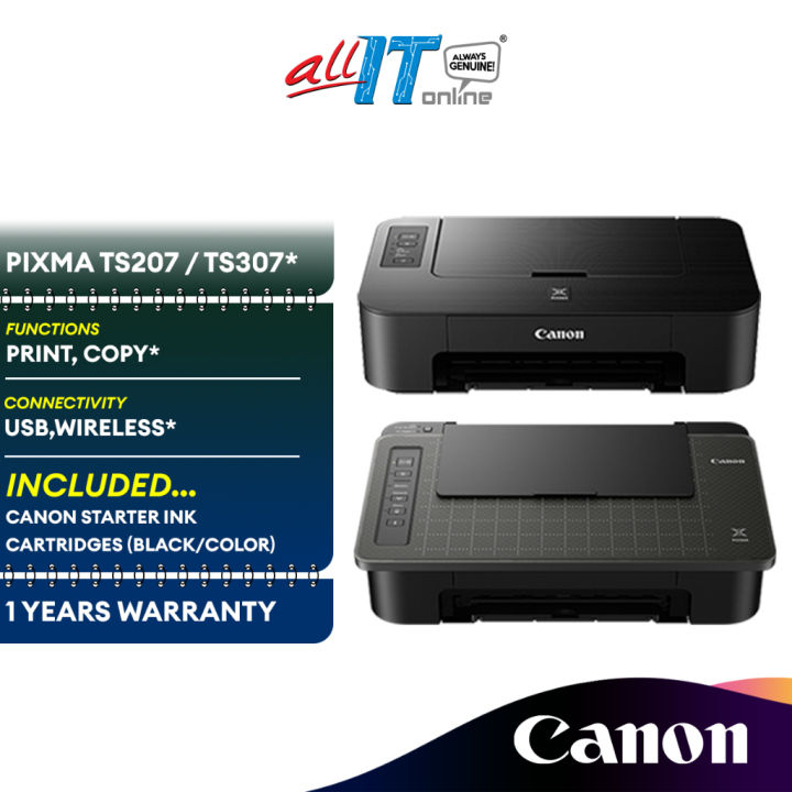 Canon PIXMA TS207 / Canon PIXMA TS307 Wireless Printer Inkjet Printer ...
