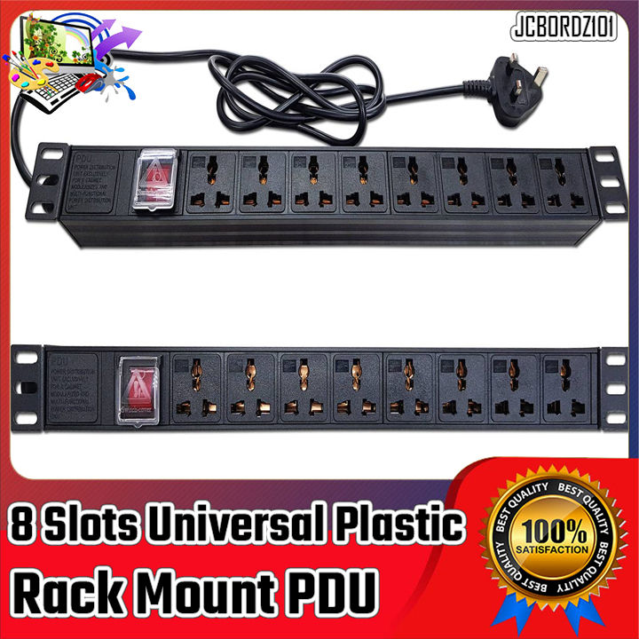 8 Slots Universal Plastic Rack Mount PDU Power Distribution Unit Power ...